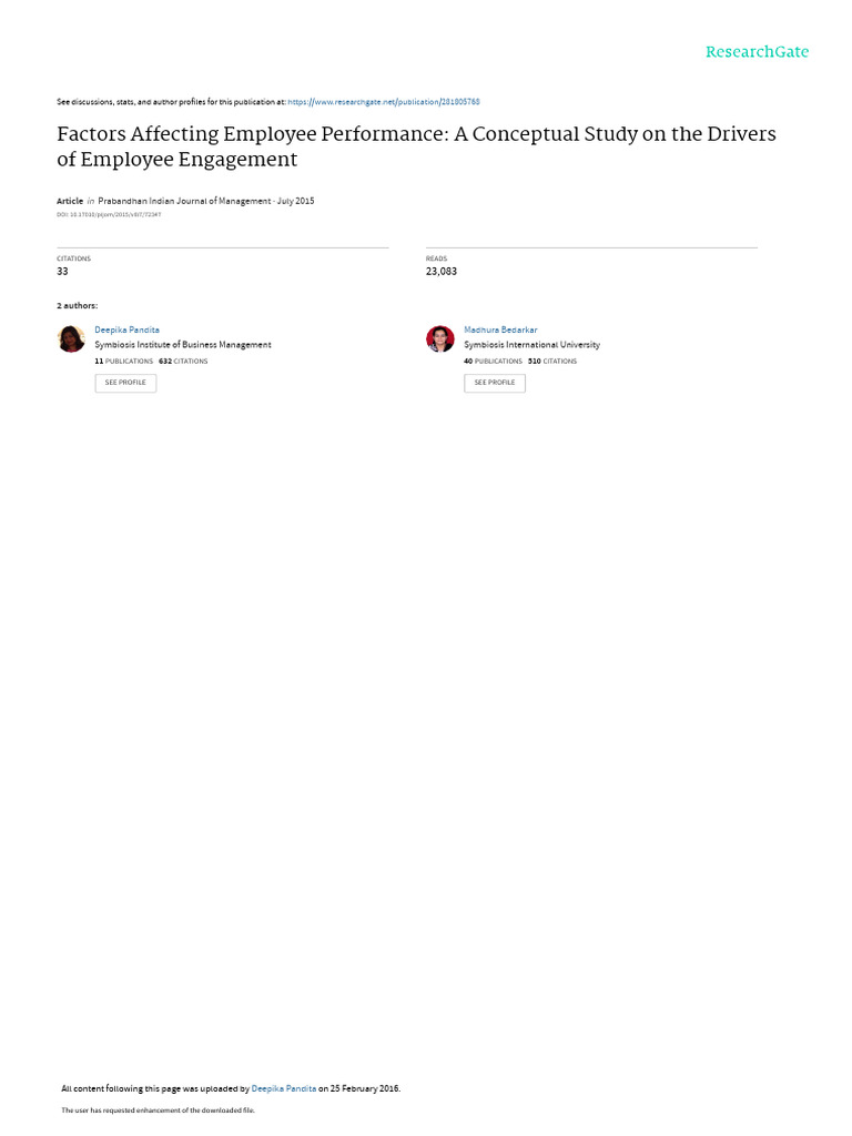 Factors Affecting Employee Performance A Conceptua | PDF