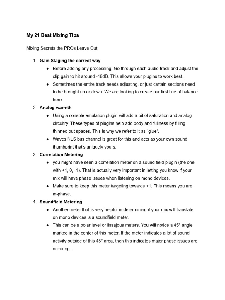 21 Best Mixing Tips | PDF
