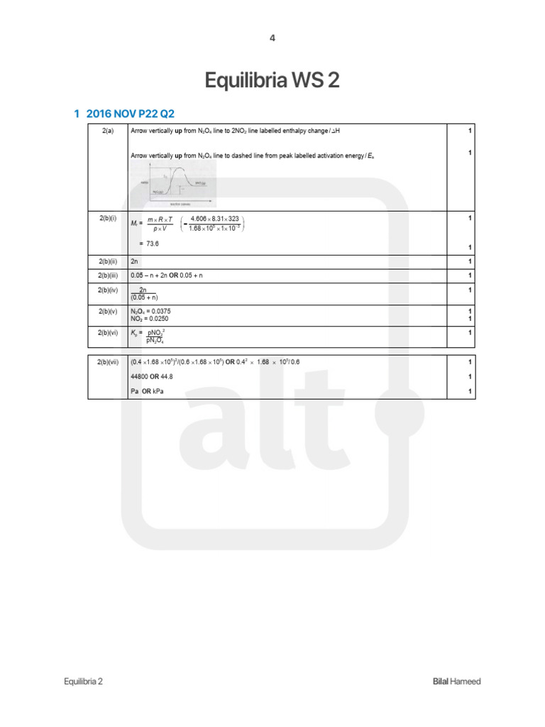 Chapter 7 Equilibria (P2) MS 2 | PDF