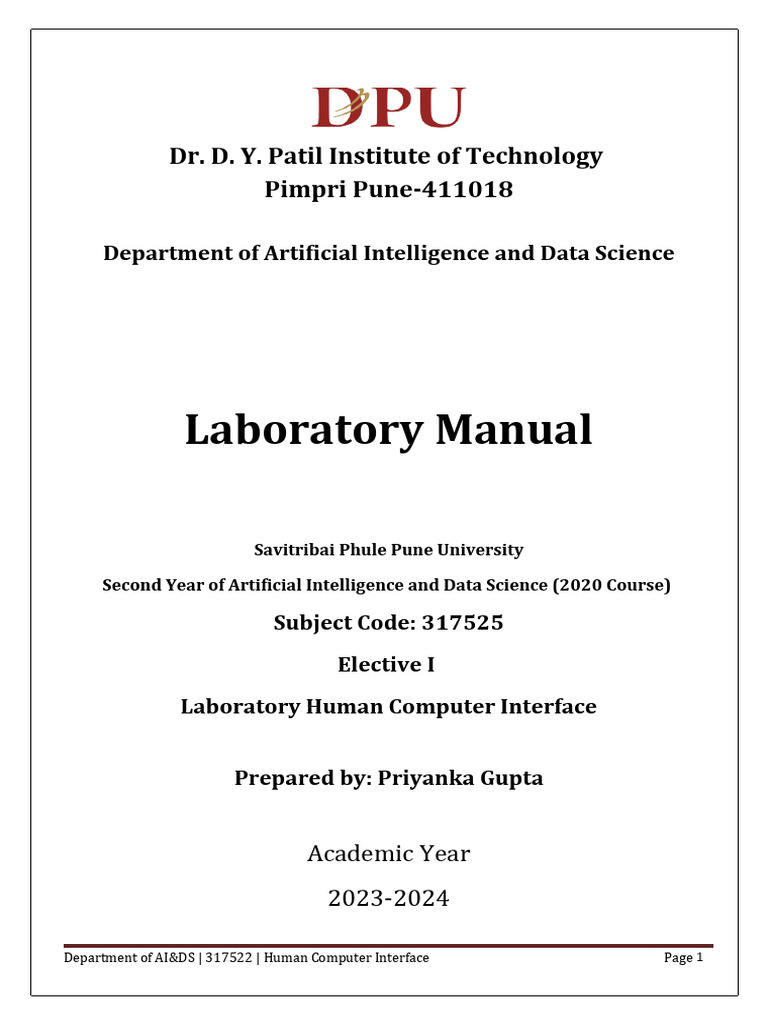 HCI Lab Manual | PDF