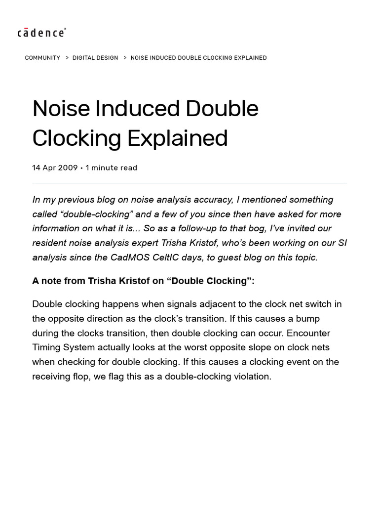 Noise Induced Double Clocking Explained - Digital Design - Cadence Blogs - Cadence Community | PDF