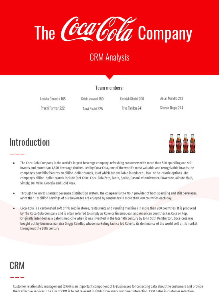 The Coca-Cola Company CRM Analysis | PDF | The Coca Cola Company | Customer Relationship Management