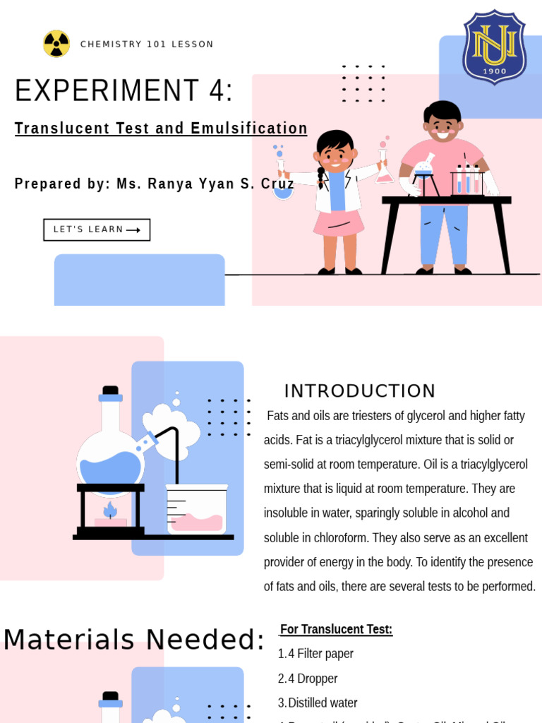 Exp 4 - Translucent Test and Emulsification | PDF
