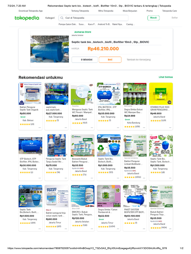 Rekomendasi Septic Tank Bio, Biotech, Biofil, Biofilter 10m3, STP ...