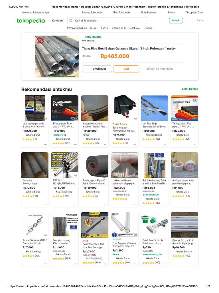 Rekomendasi Tiang Pipa Besi Bahan Galvanis Ukuran 3 Inch Potongan 1 ...