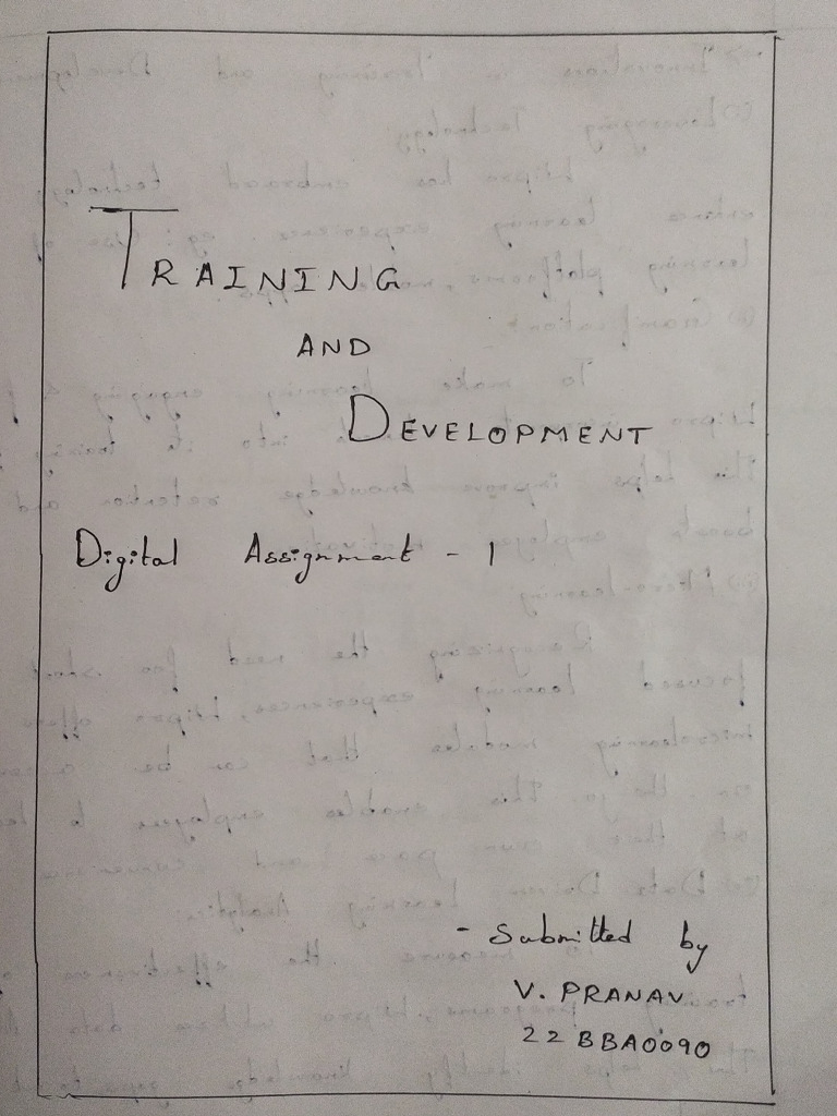 Training and Development DA1 | PDF