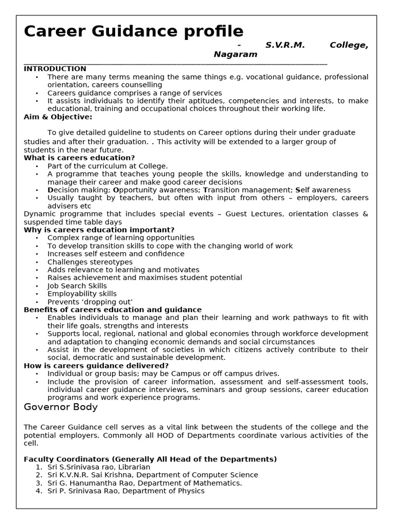 Career Guidance Profile-Final-2023 | PDF