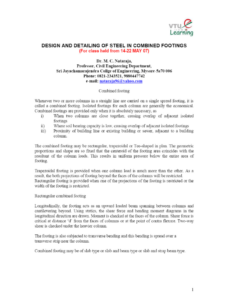 Combined Footing Vtu Document | PDF
