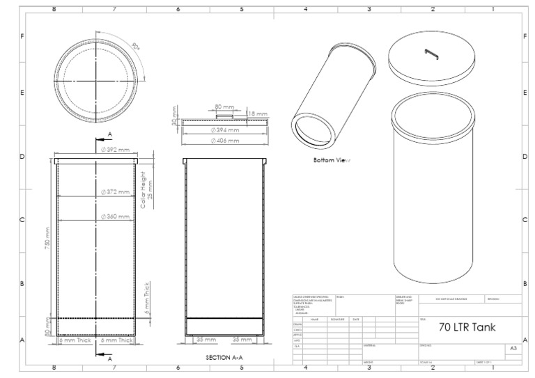 70 LTR Tank Drawing | PDF