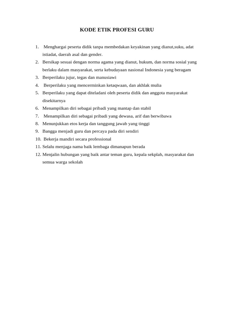 Kode Etik Profesi Guru | PDF