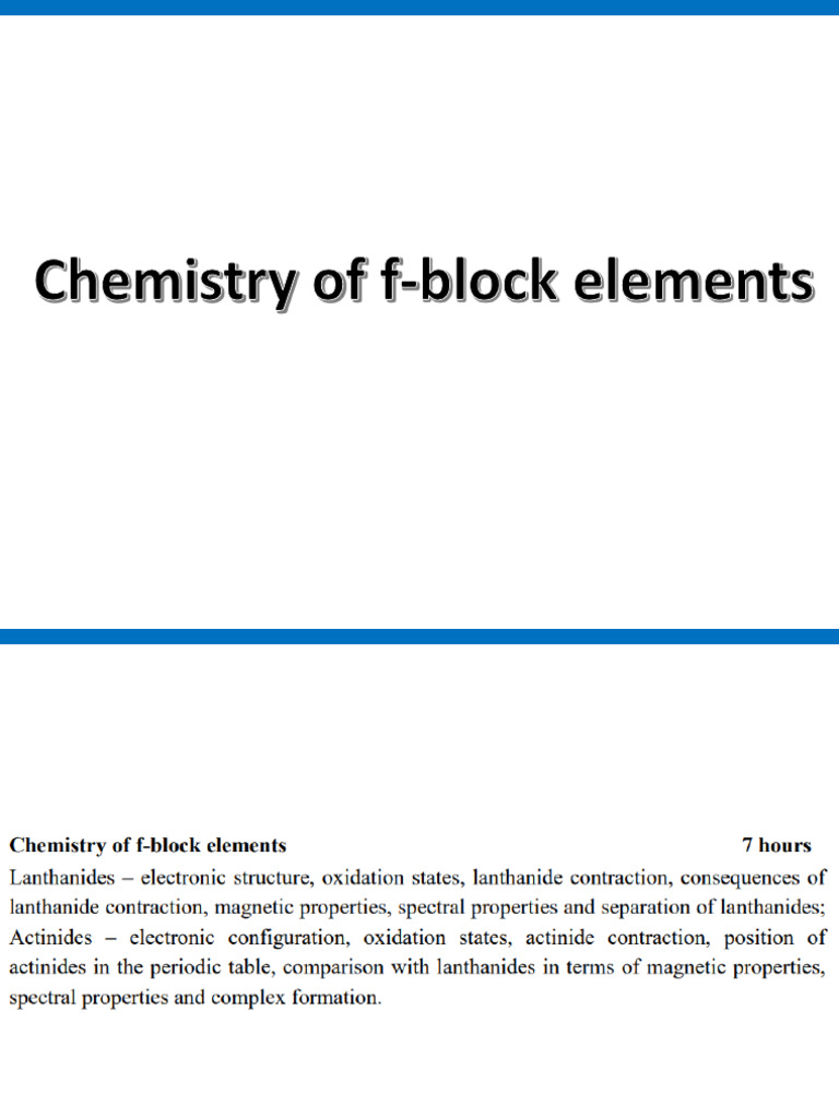 Chemistry of F-Block Elements | PDF
