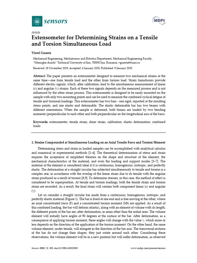 Extensometer For Determining Strains On A Tensile | PDF | Stress ...