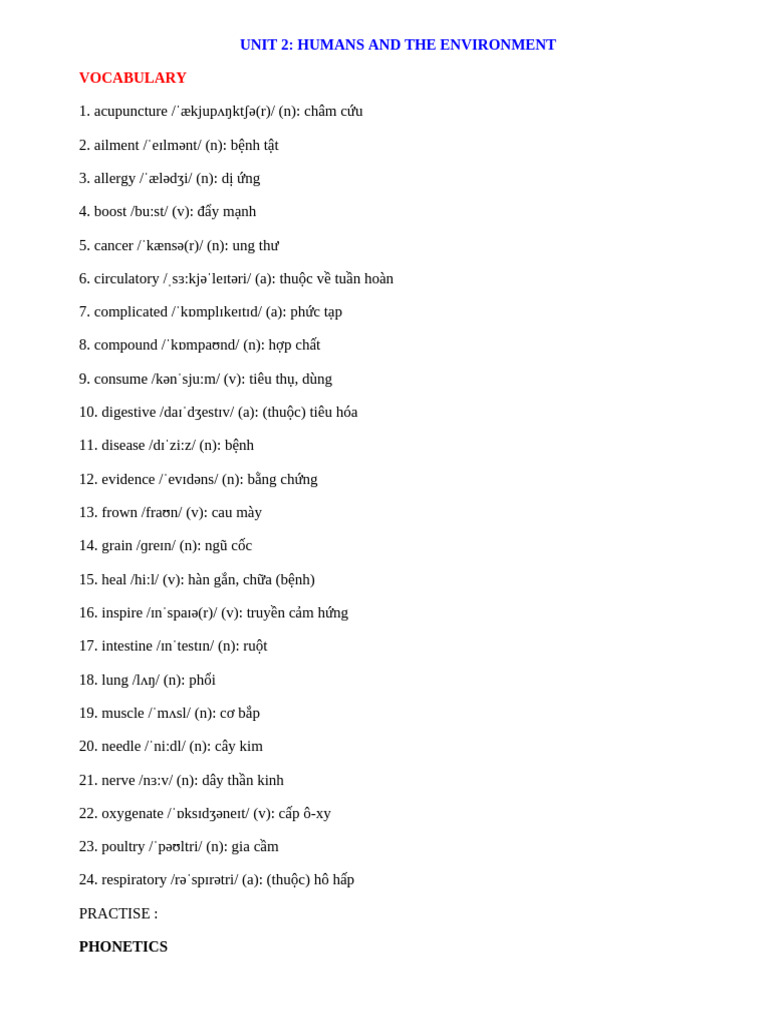 Bai Tap TA 10 GLOBAL SUCCESS Nang Cao Unit 2 | PDF