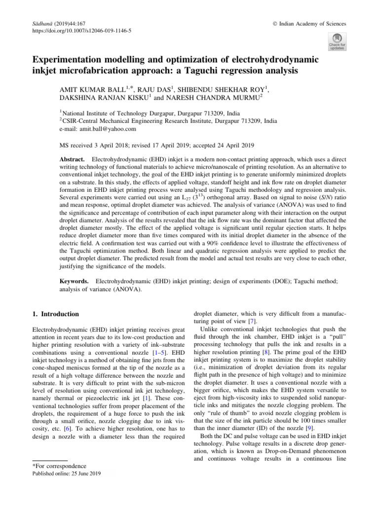 BALL Et Al. - 2019 - Experimentation Modelling and Optimization of ...