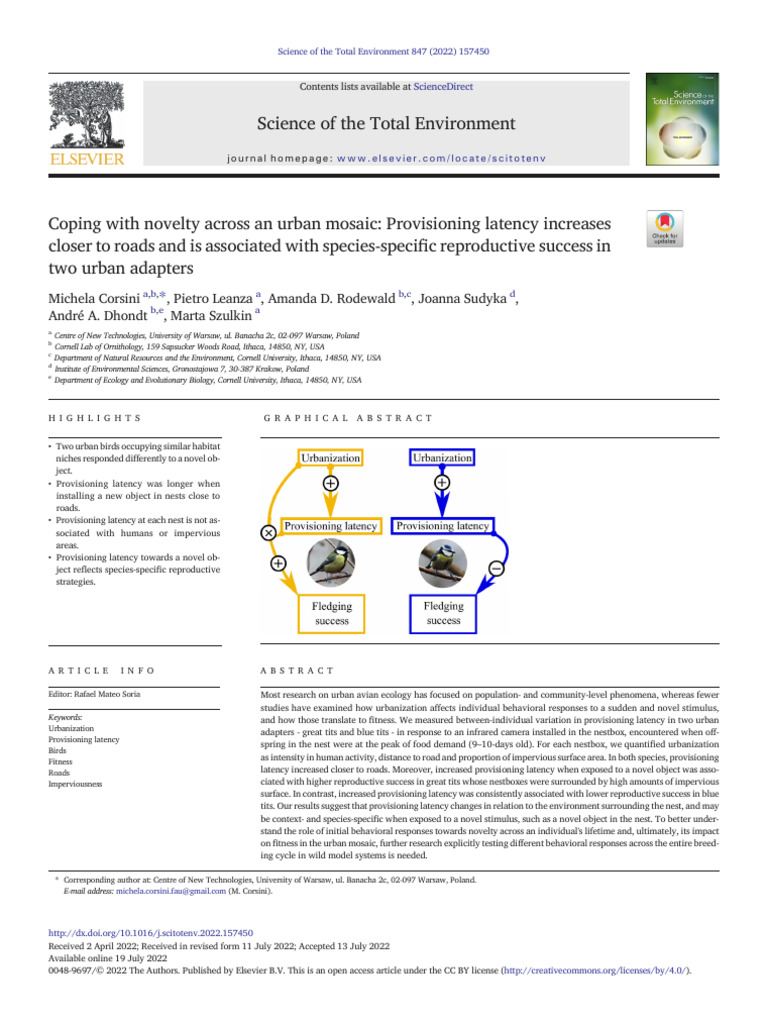 PROMIEN Corsini Et Al. - 2022 - Coping With Novelty Across An Urban Mosaic Provis | PDF