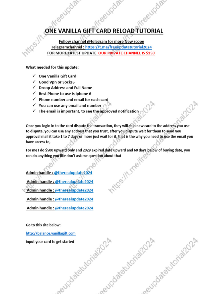 One Vanilla Gift Card Reload Tut | PDF