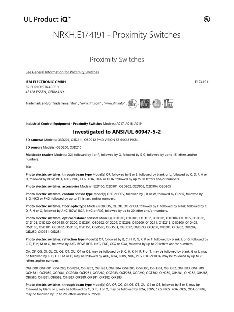 kq6004 Ul Approval E174191-O | PDF