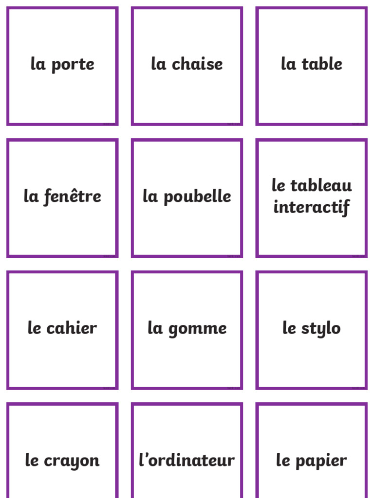 Cfe2 L 135 Classroom Objects Snap Game French Ver 2 | PDF
