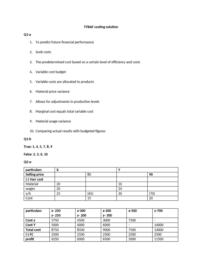 TYBAF Costing Solution | PDF