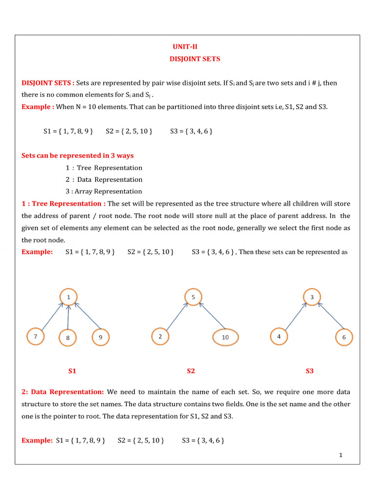 Disjoint Sets Notes | PDF