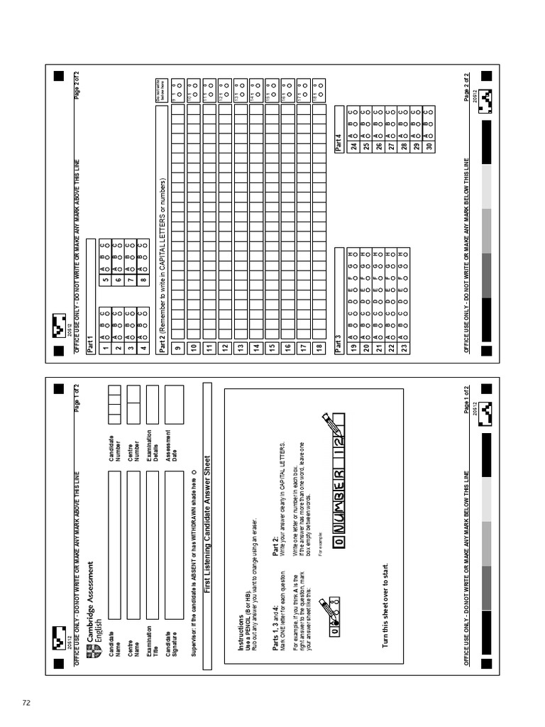 Listening FCE Answer Sheet | PDF