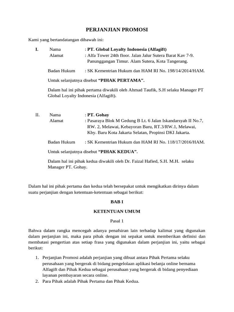 Perjanjian Promosi | PDF