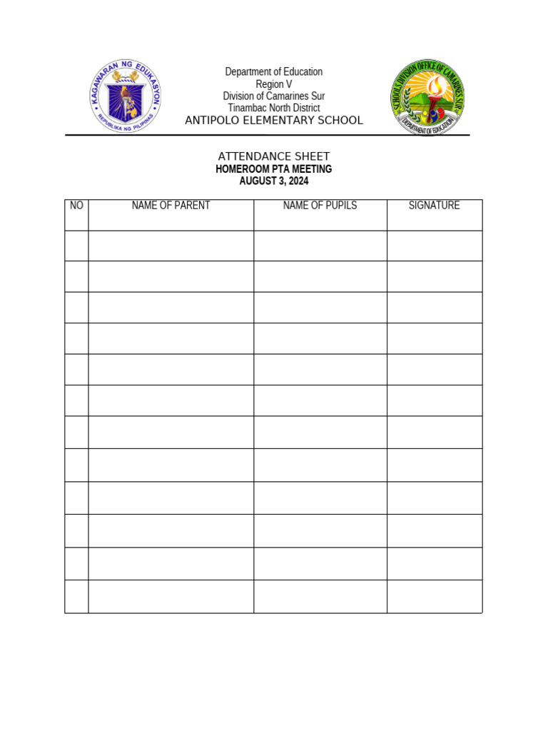 ATTENDANCE SHEET - Search For Little Mr. and Miss WINS 2023 | PDF