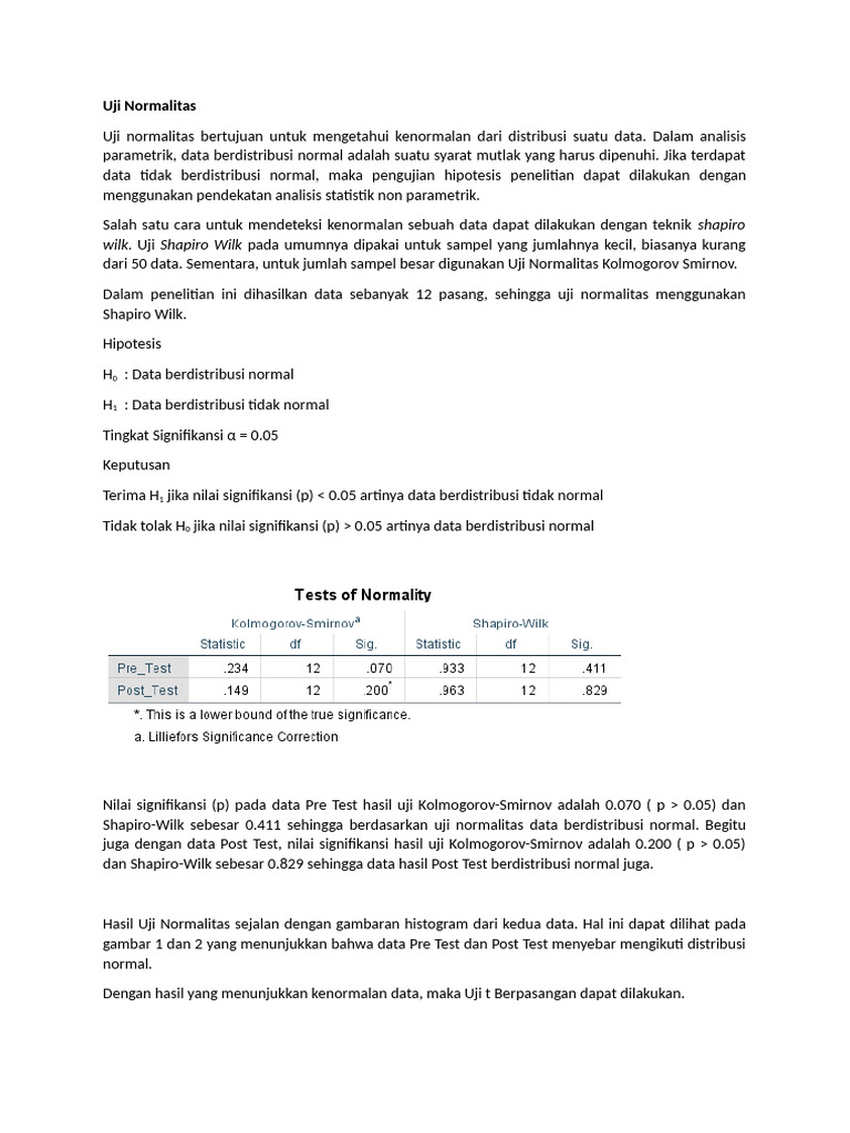 Uji Normalitas Dan Uji T Pdf 6125