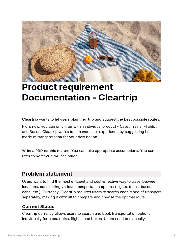 Product Requirement Documentation - Cleartrip | PDF