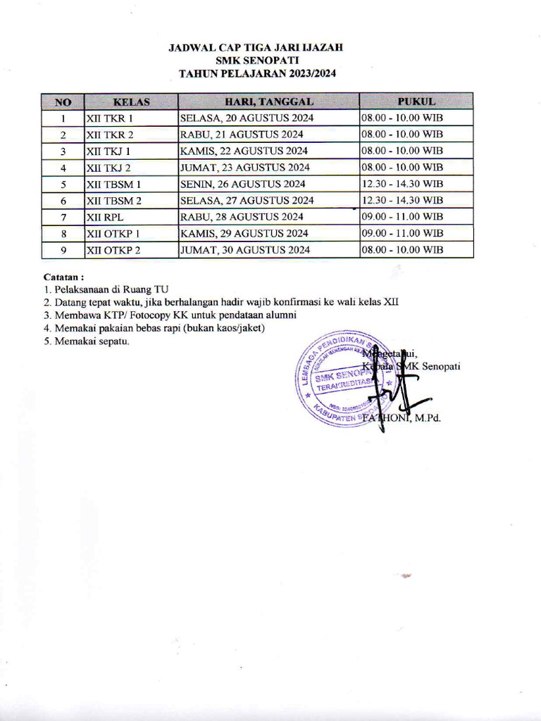 Jadwal Cap 3 Jari Kelas Xii 2023-2024 | PDF Jadwal Cap 3 Jari Kelas Xii 2023-2024 | PDF