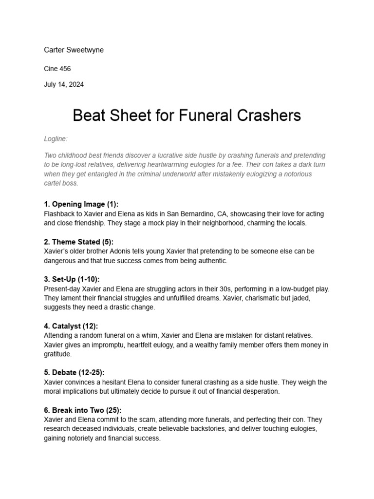 Funeral Crashers Beat Sheet | PDF