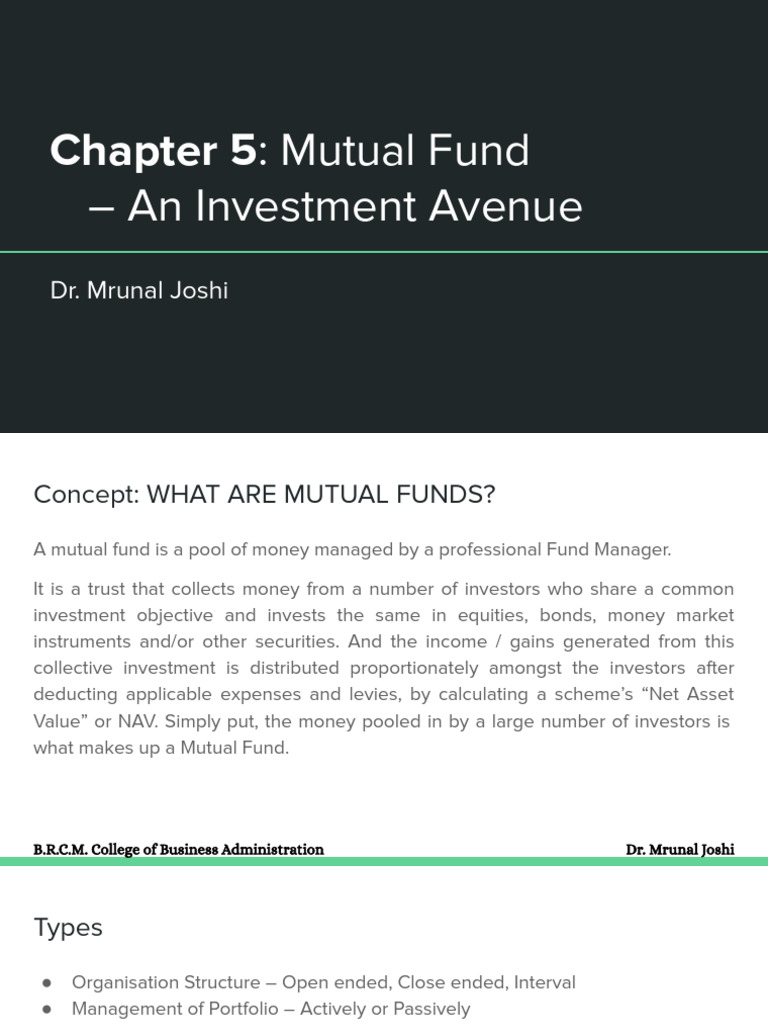 Chapter 5 Mutual Fund - An Investment Avenue | PDF
