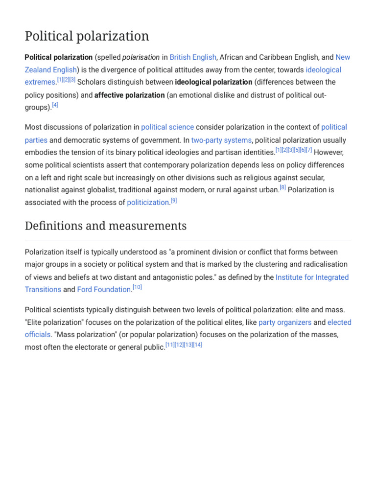 Political Polarization - Wikipedia | PDF