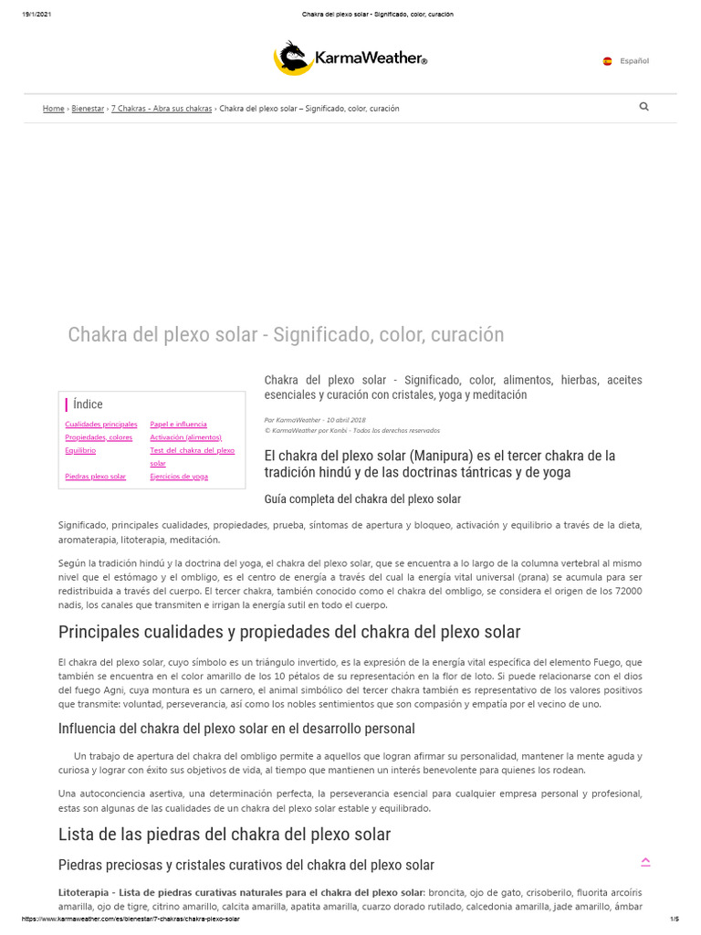 Chakra Del Plexo Solar - Significado, Color, Curación | PDF