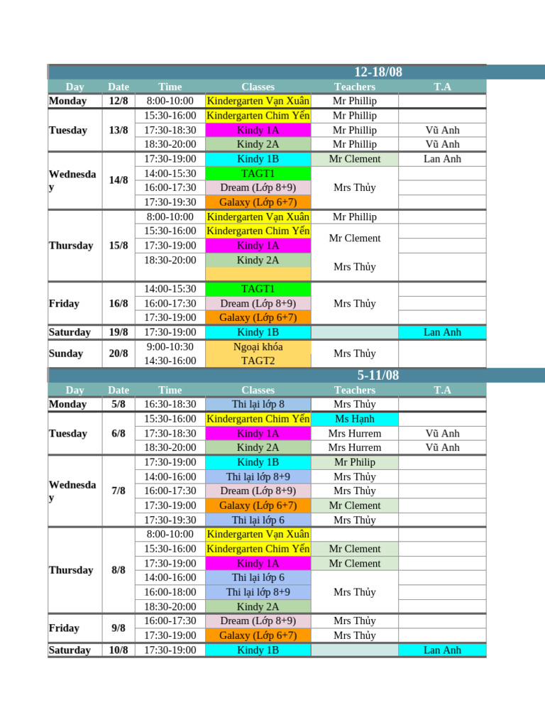 Schedule + Pacing Guide - ELITE | PDF