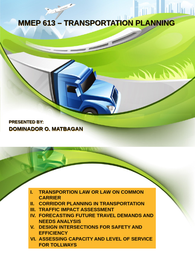 Mmep 613 - Transportation Planning | PDF | Interchange (Road) | Technology & Engineering