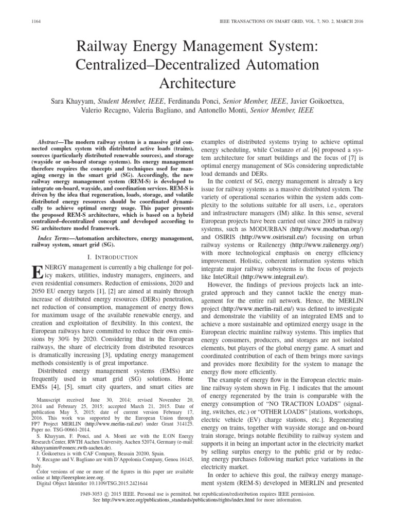 Railway Energy Management System CentralizedDecentralized Automation ...