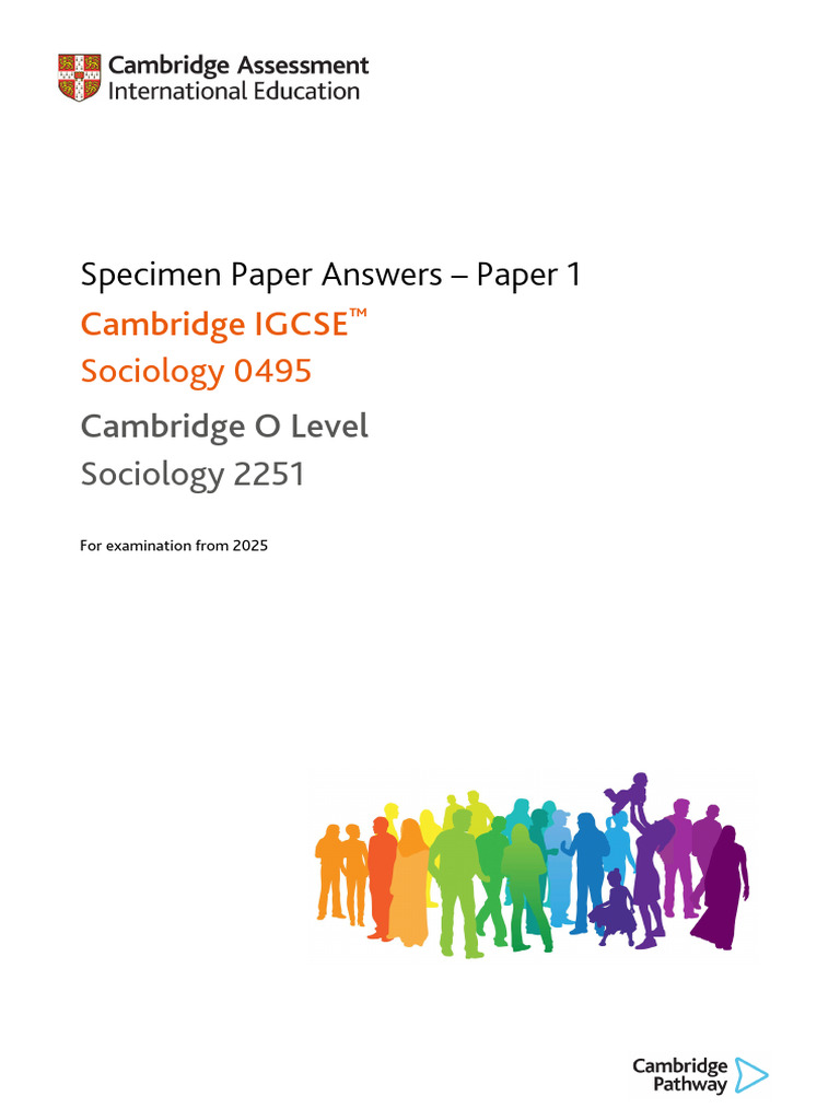 0495 Specimen Paper Answers Paper 1 (For Examination From 2025) | PDF