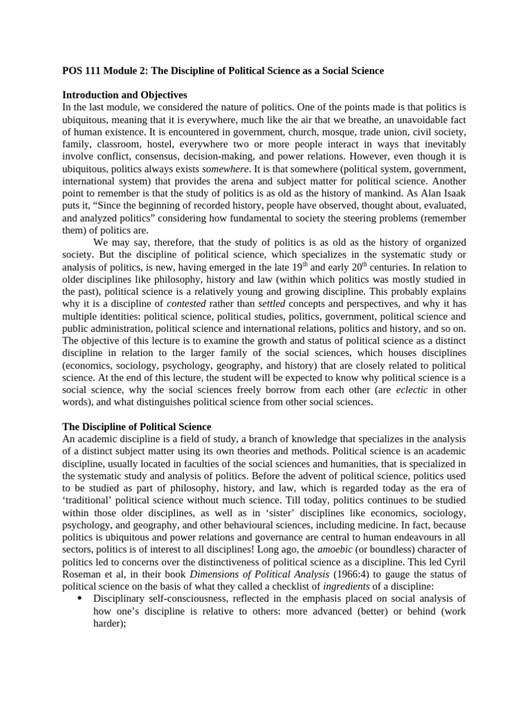 Political Science as a Social Science | PDF | Social Sciences | Politics