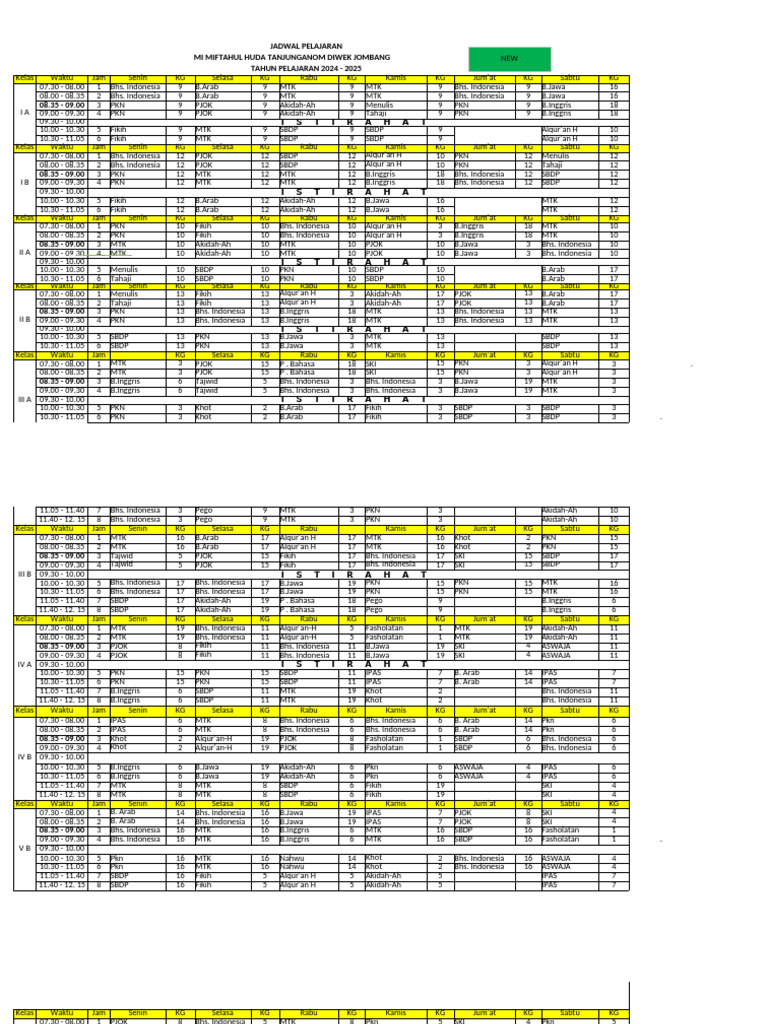 Jadwal KBM 24-25 New-1 | PDF