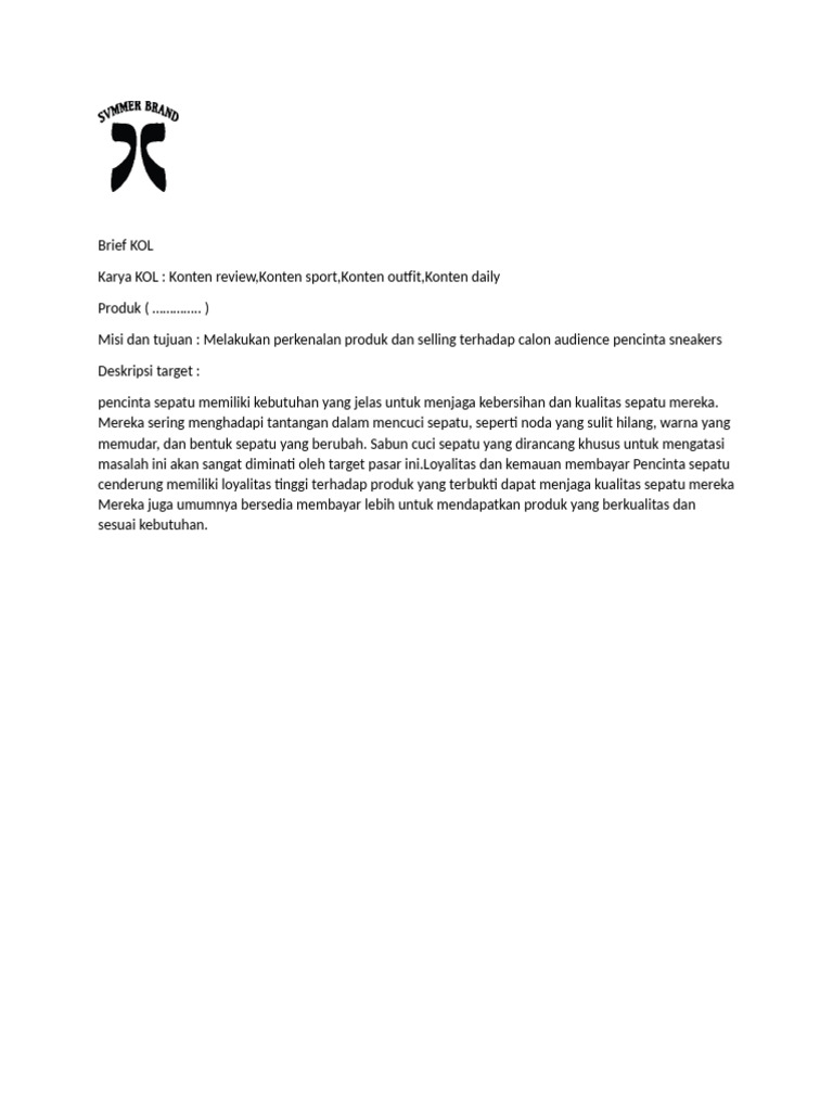 Brief KOL (Pencinta Sepatu) | PDF