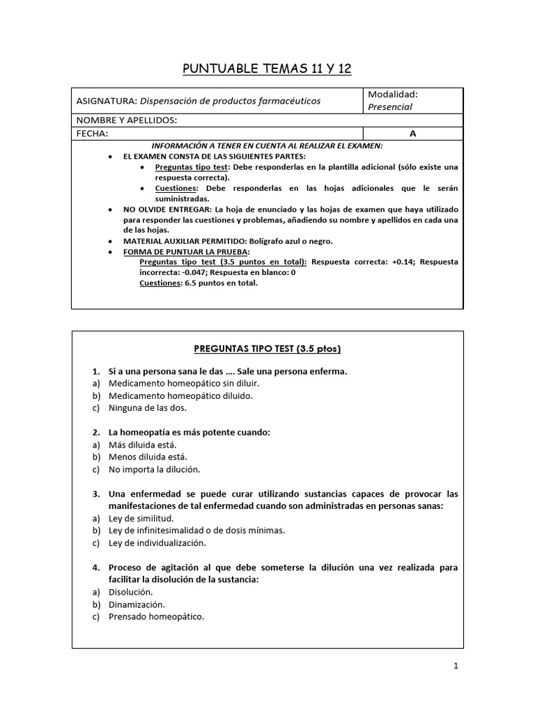 Cuestiones Test Temas 11 y 12 | PDF