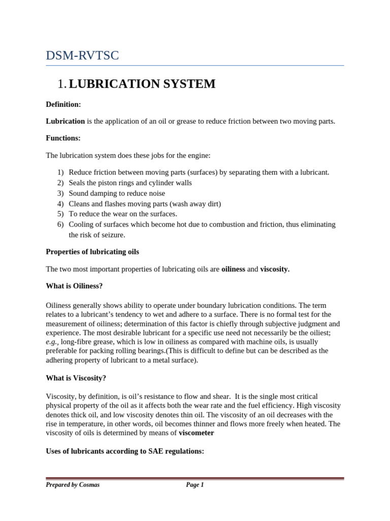 Lub Sys-1 | PDF