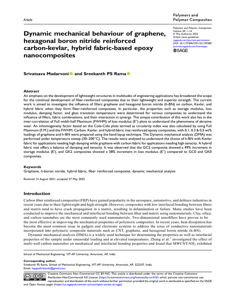 Dynamic Mechanical Behaviour of Graphene Hexagonal | PDF