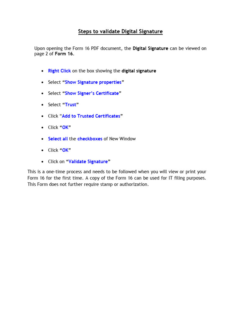 Steps To Validate Digital Signature | PDF Steps To Validate Digital Signature | PDF