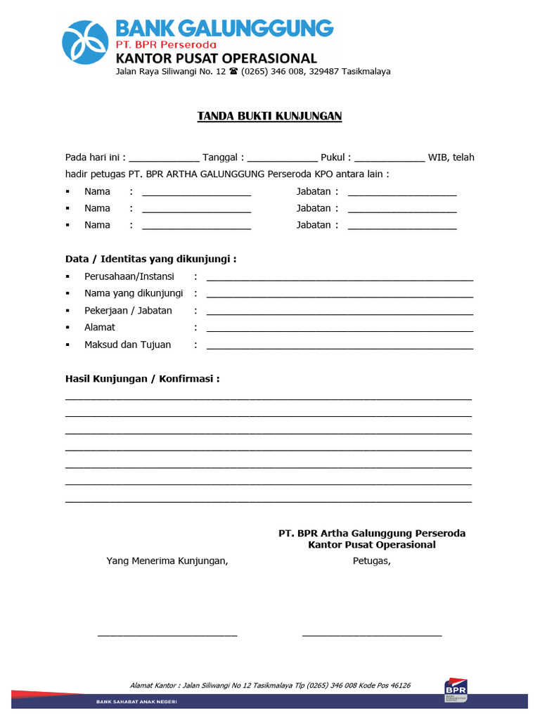 Tanda Bukti Kunjungan KPO | PDF