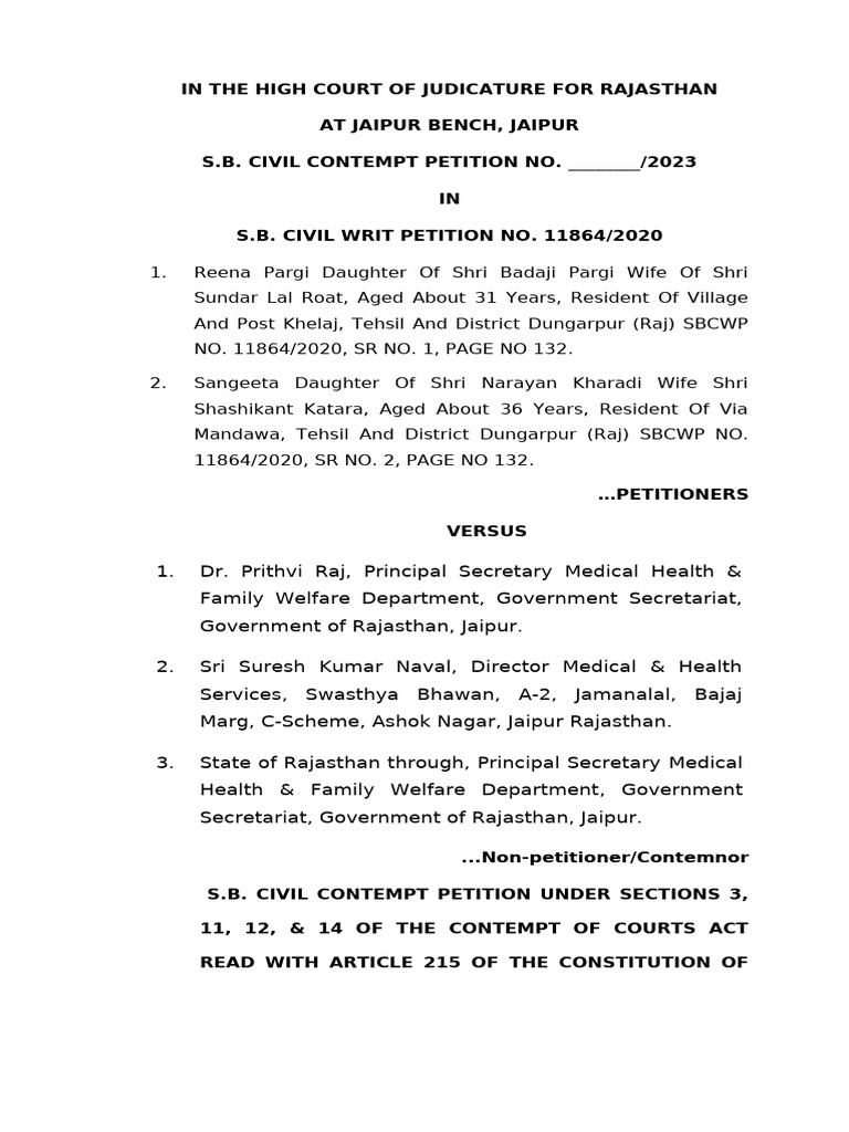Contempt Petition Jamia Reena Pargi | PDF