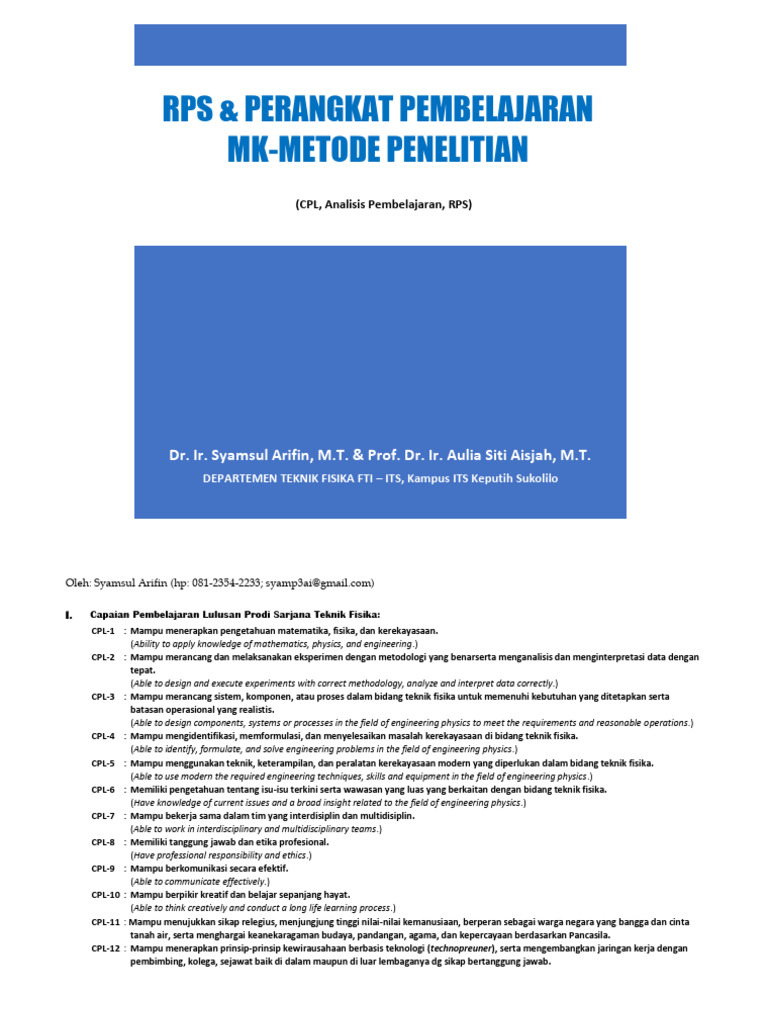 Contoh RPS METPEN (15 02 2023) Blended | PDF