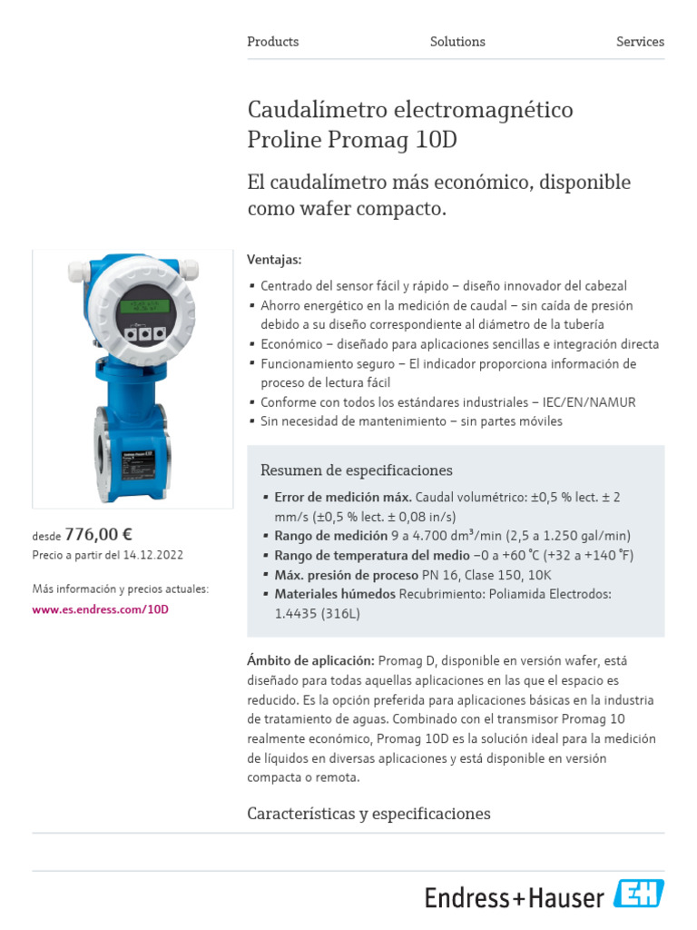 Endress-Hauser Promag 10D ES | PDF