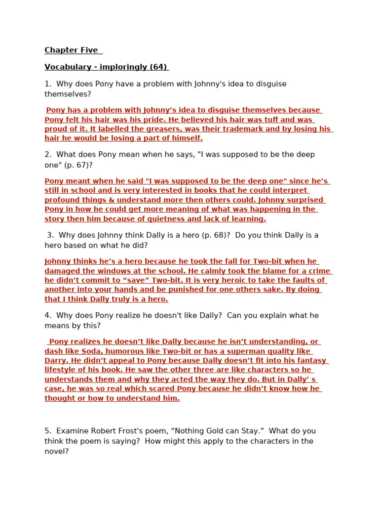 The Outsiders Chapter 5 6 7 8 | PDF